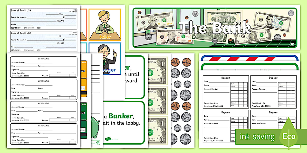 Dramatic Play: Bank Set-Up - Twinkl USA Resources - Twinkl