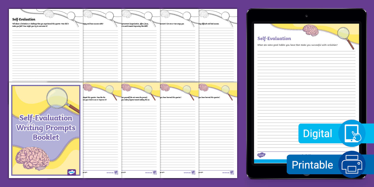 Self-Evaluation Writing Prompts Booklet for 6th-8th Grade