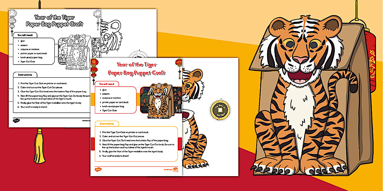 Year of the Tiger Paper Bag Craft | Printable | Twinkl