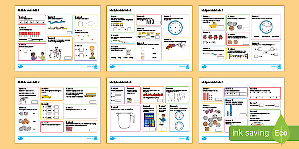 Multiple Math Skills Activity Mats for K-2nd Grade - Twinkl