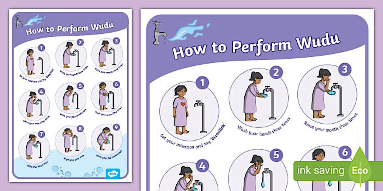 How to Perform Wudu Display Poster (Girl) (teacher made)