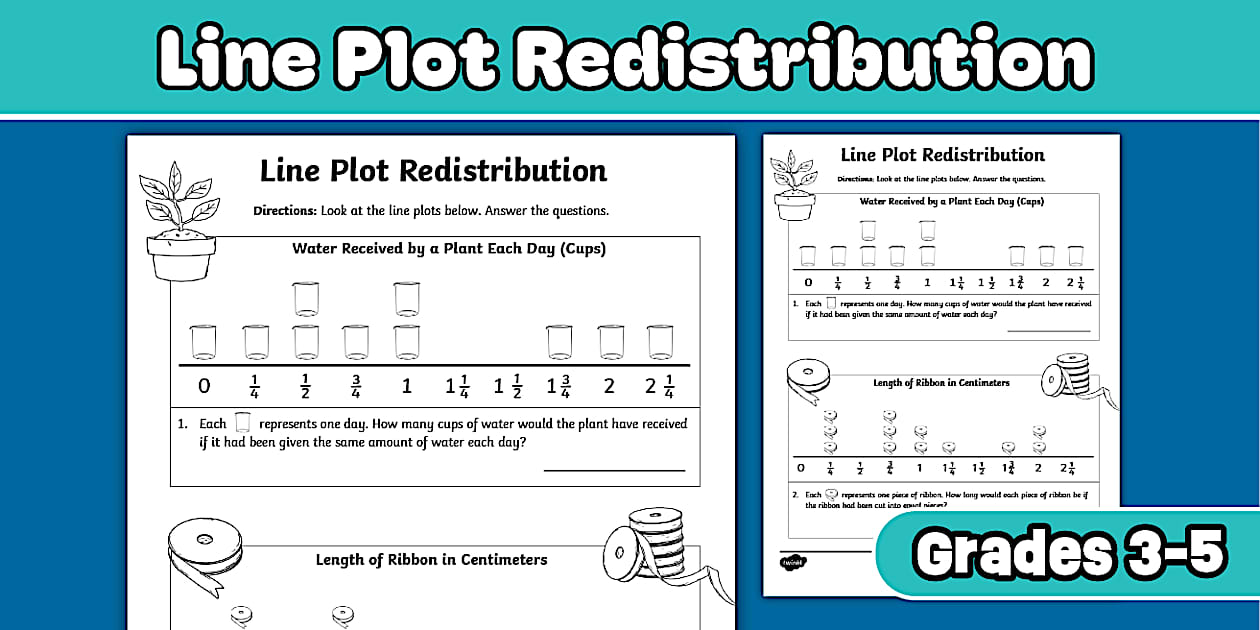 Line Plot Redistribution Worksheet for 3rd-5th Grade