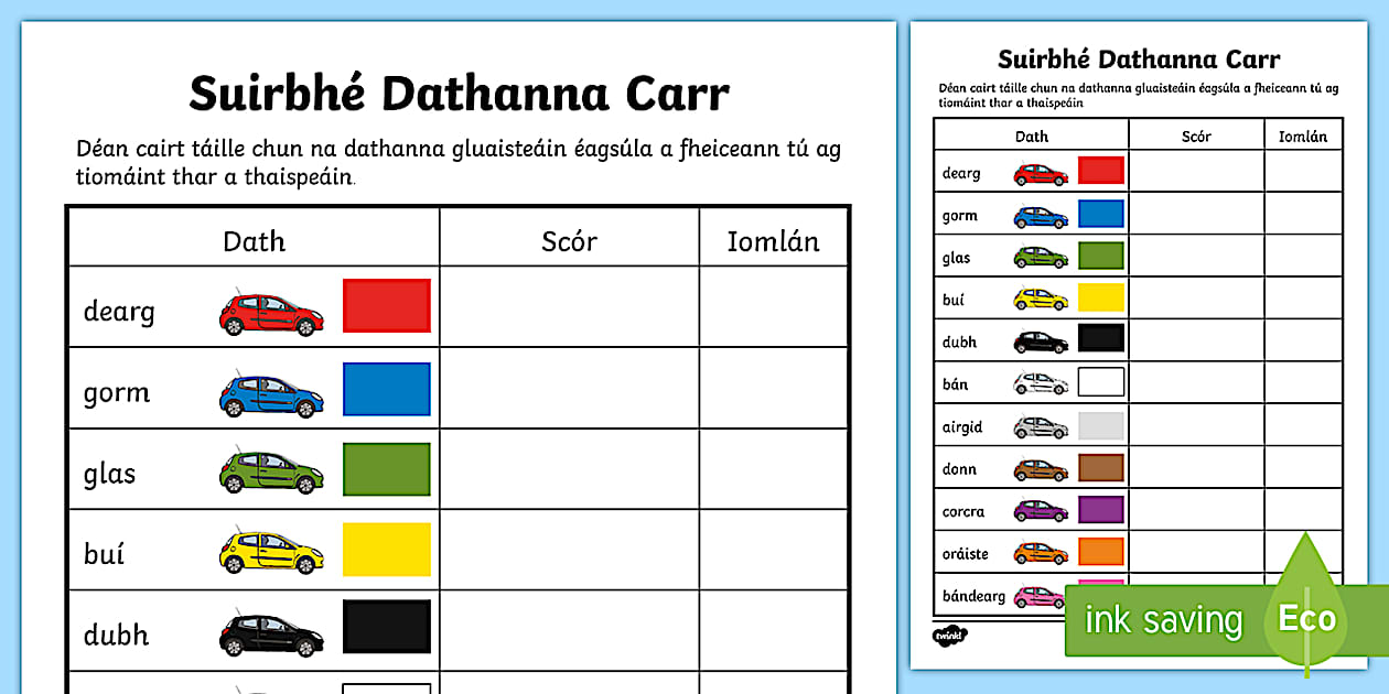 Suirbhé Dathanna Carr Bileog Oibre