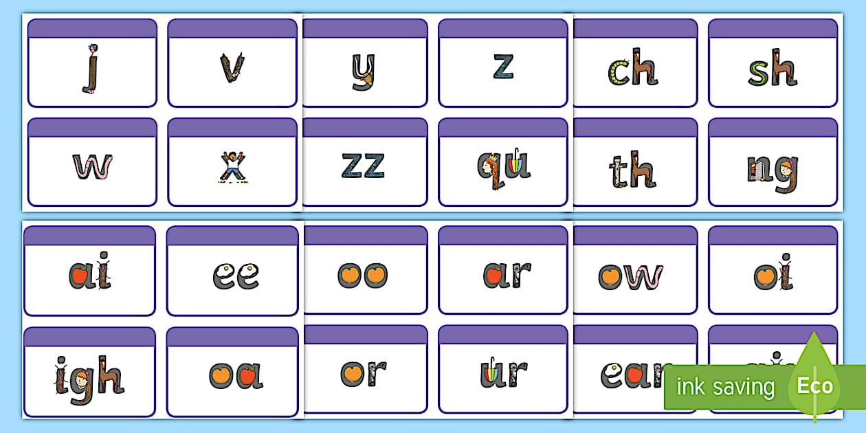 Cursive Phase 3 Sounds Letter Shapes Flashcards - Twinkl