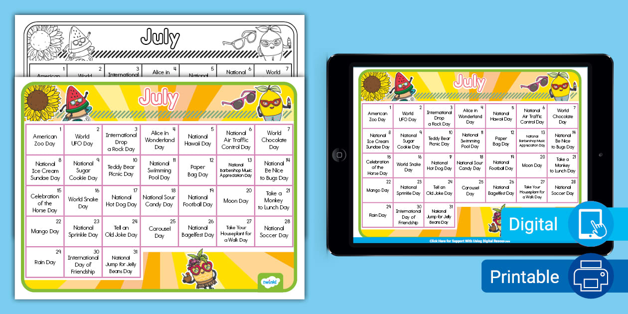 July Events To Celebrate Calendar and Activities - Twinkl