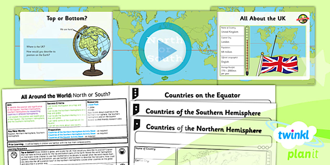 Geography: All Around the World: North or South Year 4 Lesson Pack 1