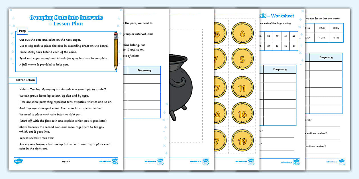 Grouping Data Into Intervals – Lesson Plan (teacher made)