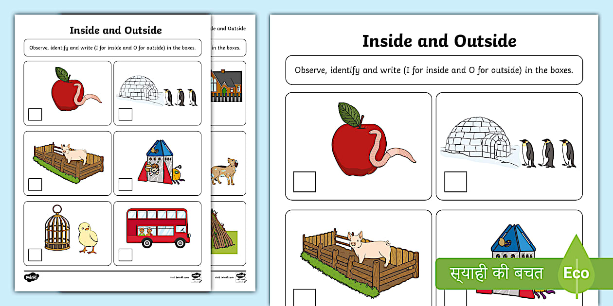 Inside and Outside Math Worksheet (teacher made) - Twinkl