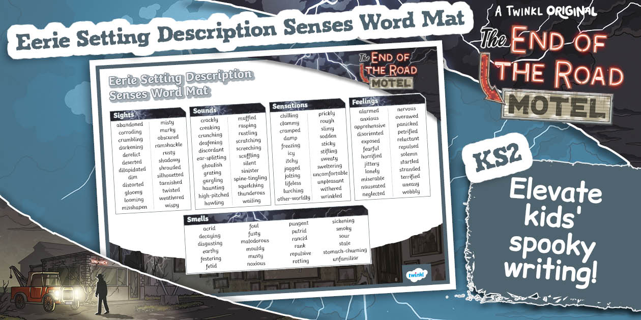 Spooky Setting Senses Word Mat for KS2