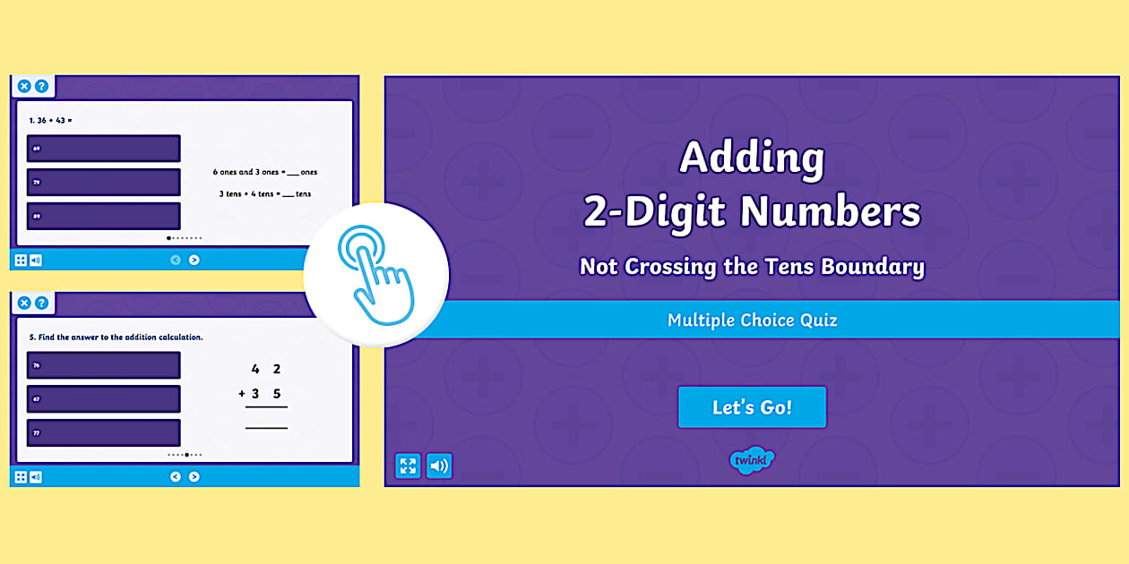 Adding 2-Digit Numbers Not Crossing the Tens Boundary Multiple Choice Quiz