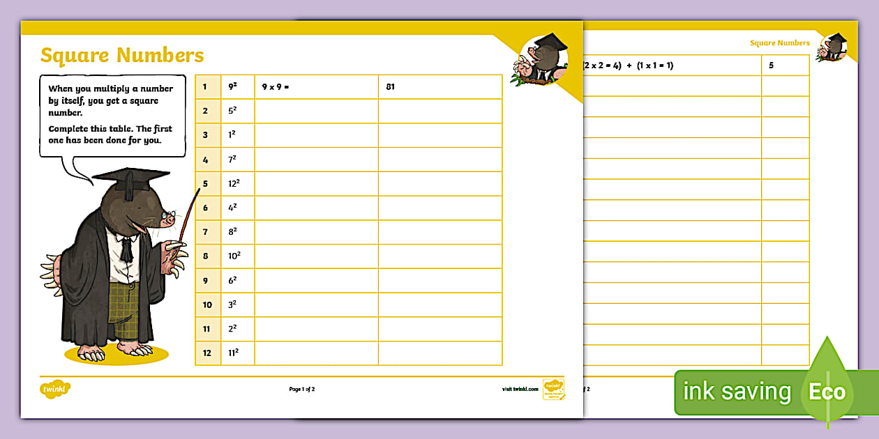 Square Numbers (teacher made) - Twinkl