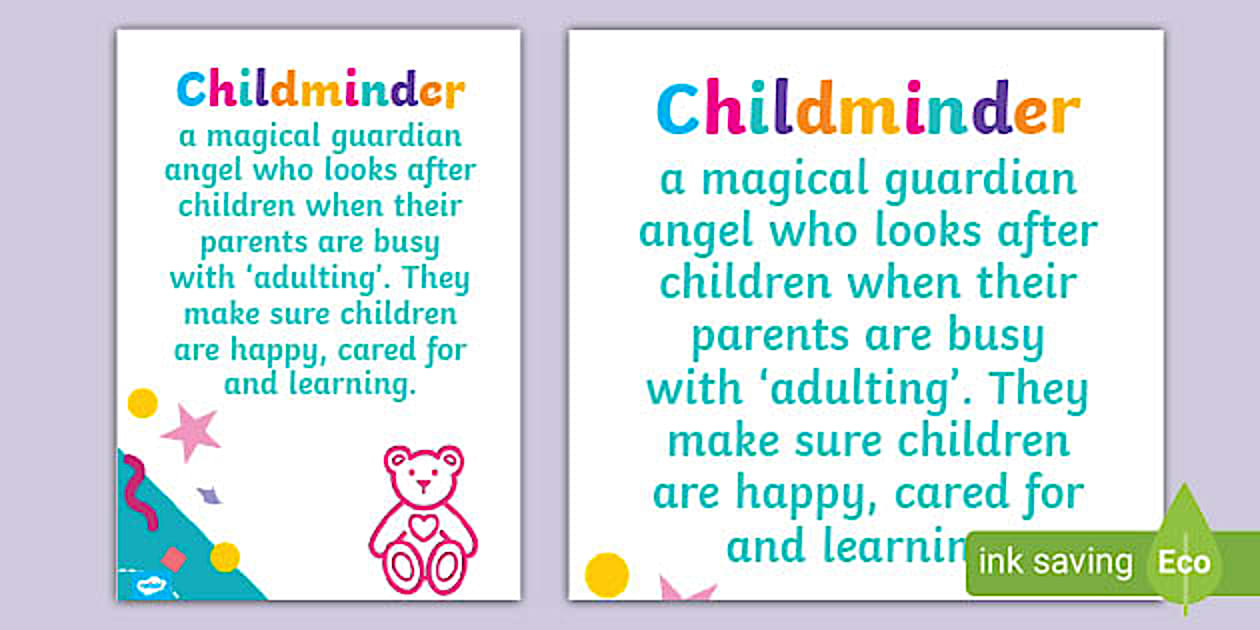 Thank You, Childminder Word Definition Inspirational Poster