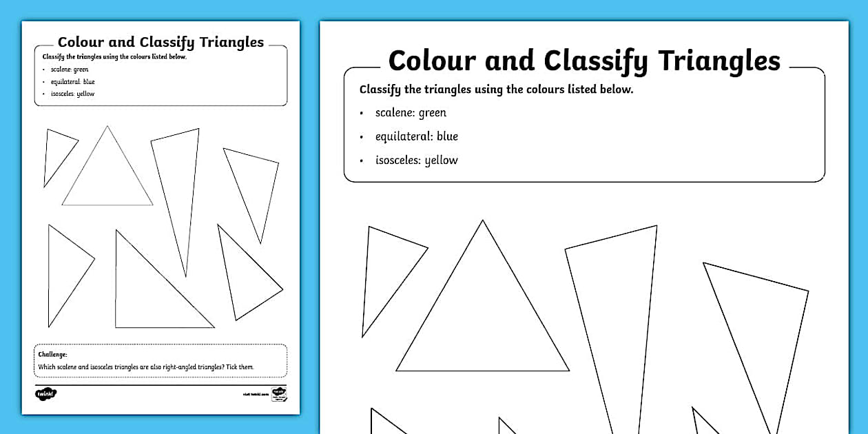 👉 Colour and Classify Triangles Activity - Twinkl - KS2