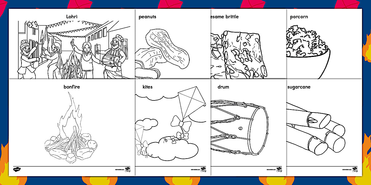 Lohri Coloring Sheets (Teacher-Made) - Twinkl