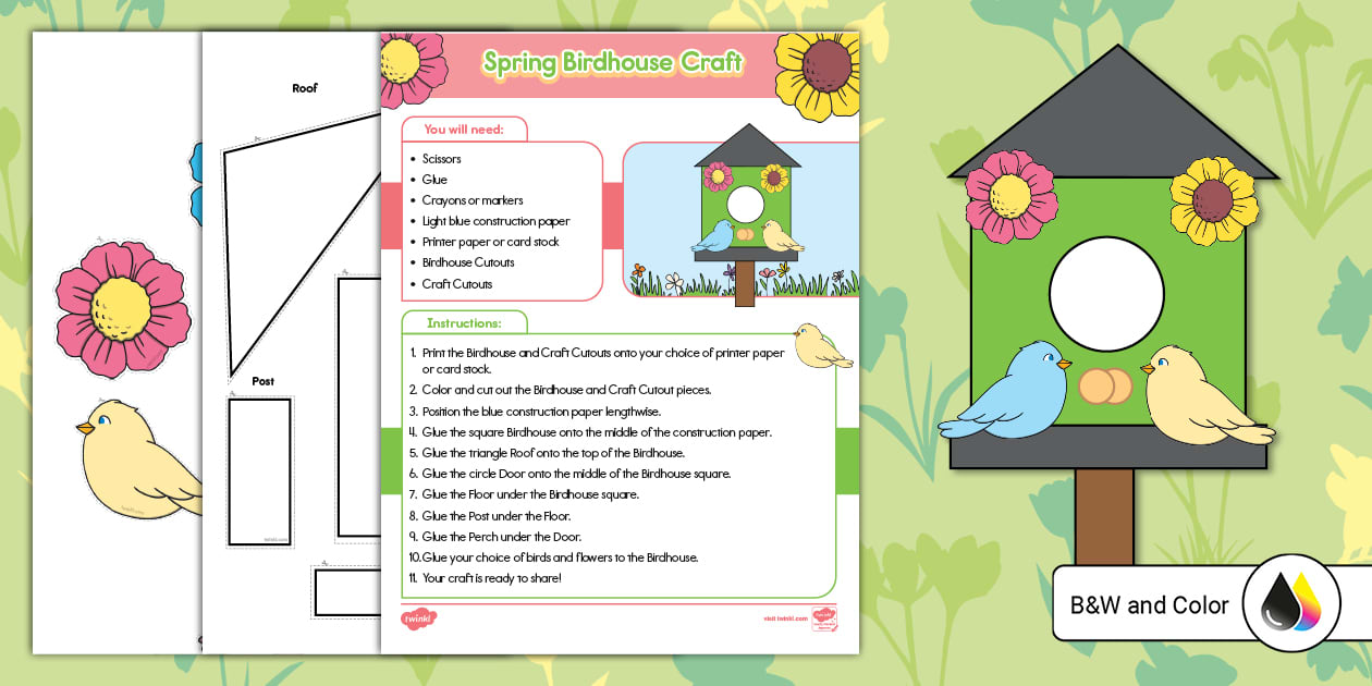 Spring Birdhouse Craft (Teacher-Made) - Twinkl