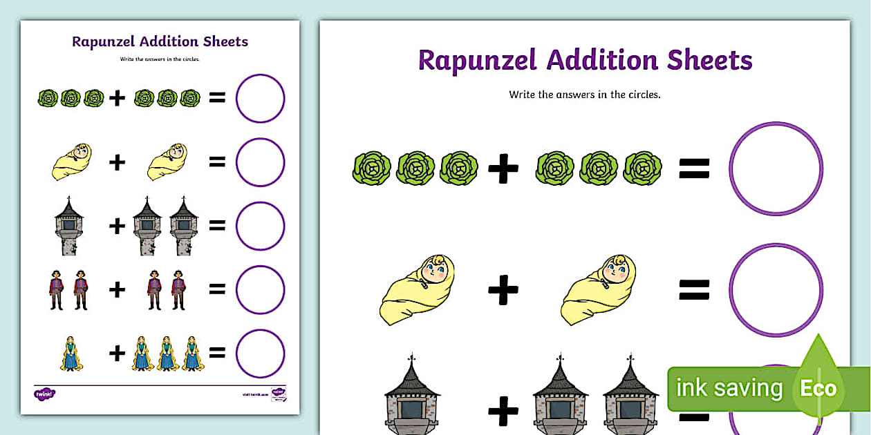 Rapunzel Addition Sheet - Twinkl