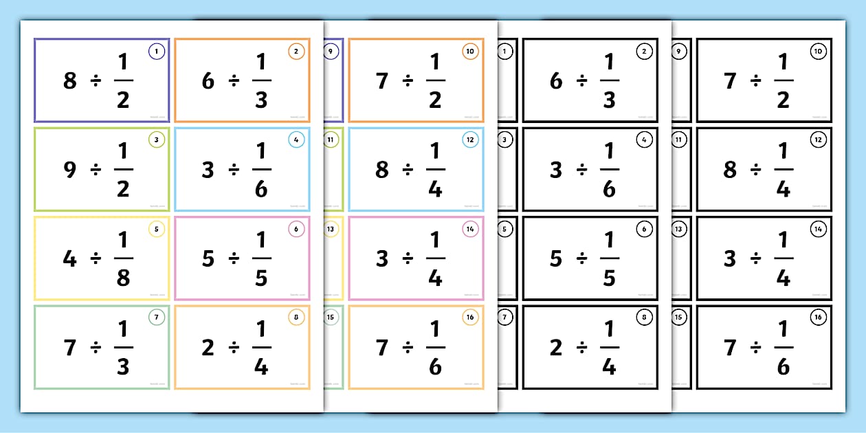 Dividing by Unit Fractions Task Cards for 3rd-5th Grade