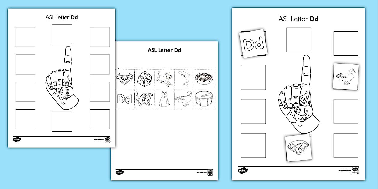 ASL Letter Dd Cut and Paste Worksheet (teacher made)