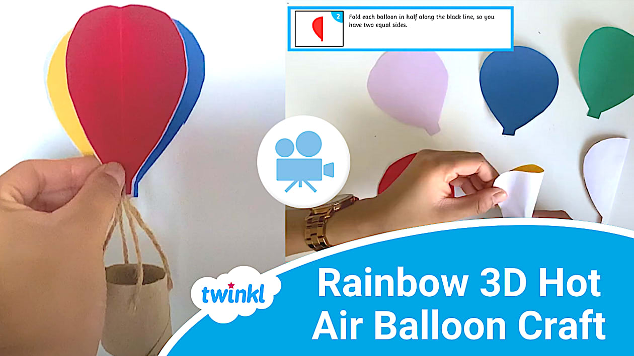Rainbow 3D Hot Air Balloon Craft Video Tutorial
