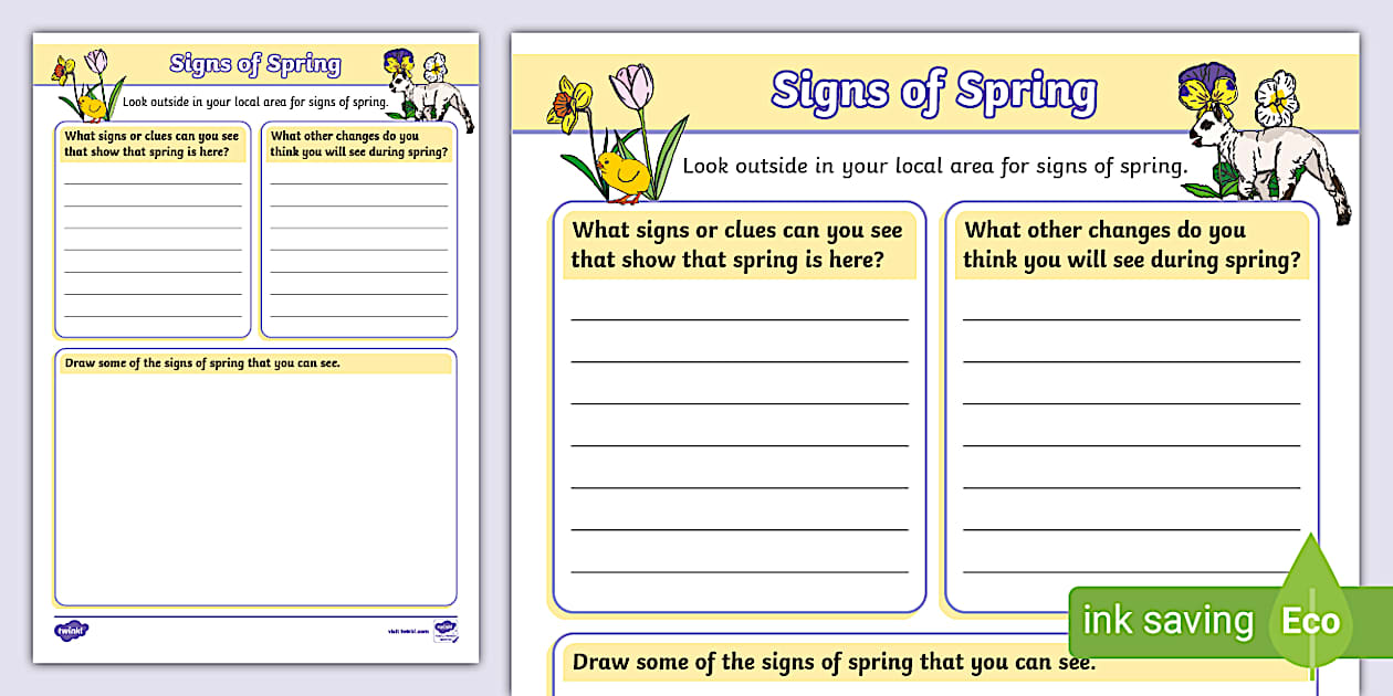 Signs of Spring Investigation Worksheet (teacher made)