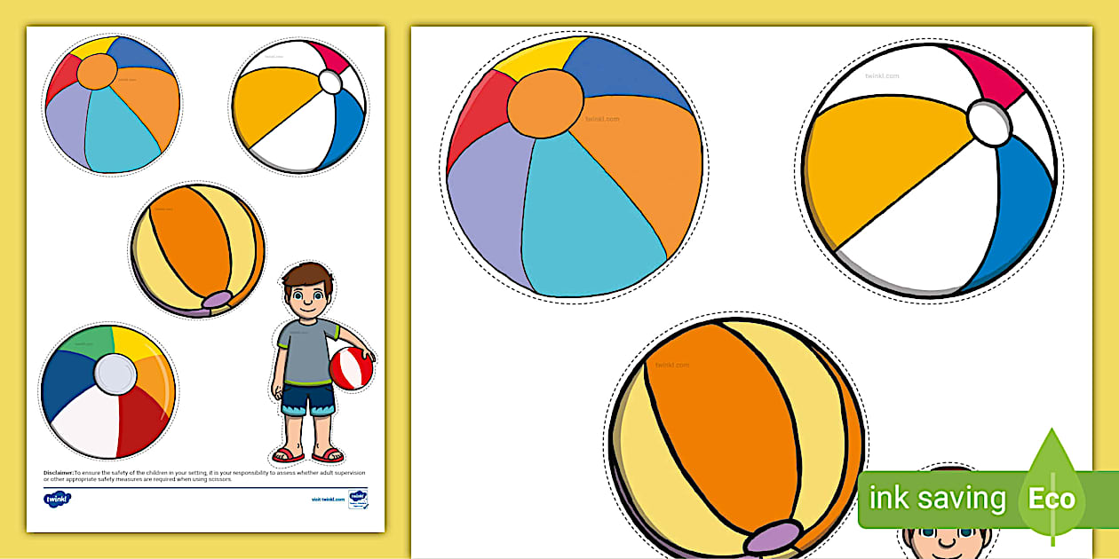 Beach Ball Clip Art Cut-Outs (teacher made) - Twinkl