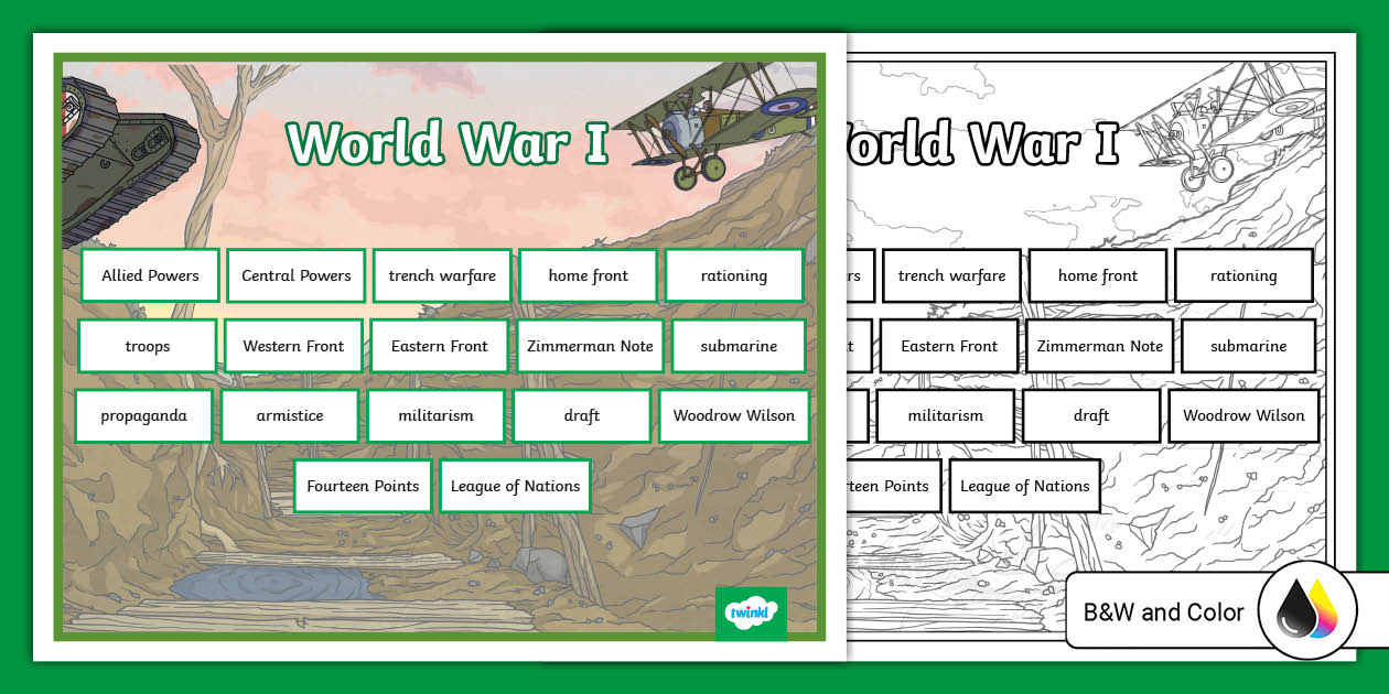 World War I Vocabulary Mat for 6th-8th Grade (teacher made)