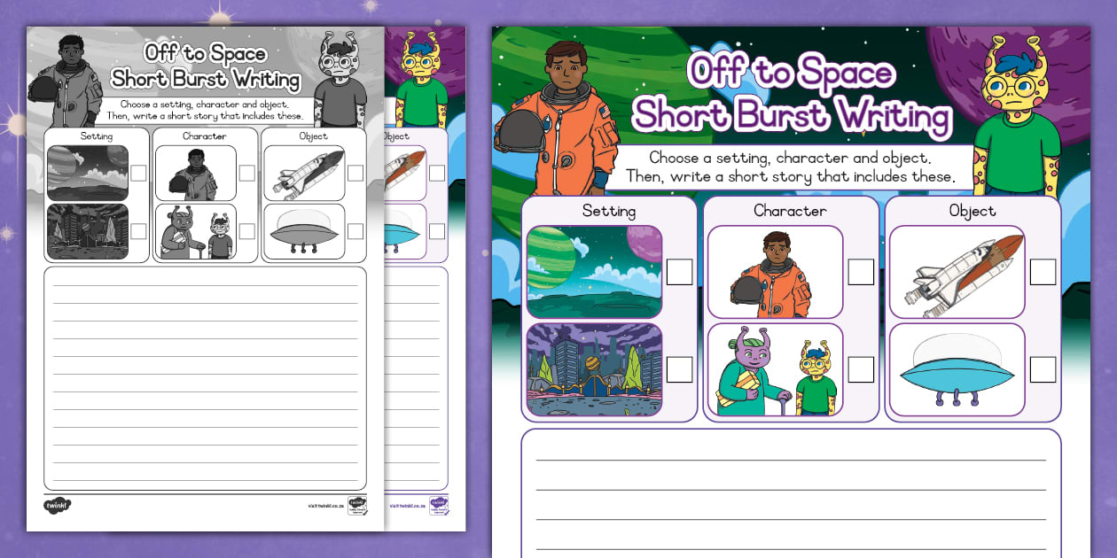 English - Writing -Worksheet:Off to Space Writing Template