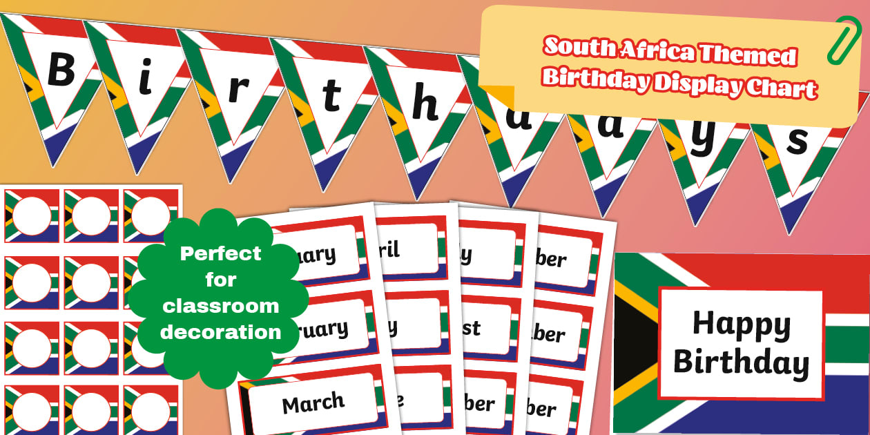 South Africa Themed Birthday Display Chart