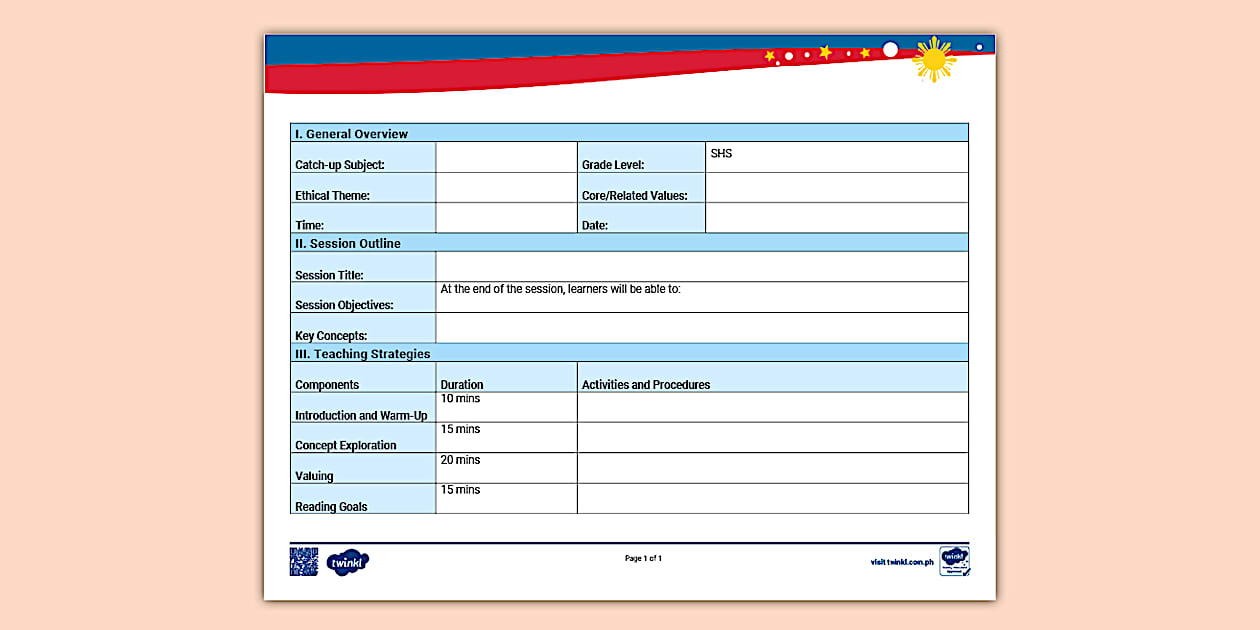 Matatag Curriculum Catch-Up Friday Lesson Plan (SHS)