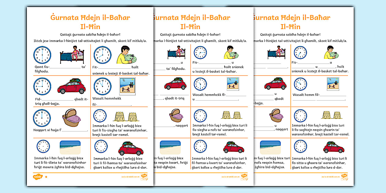 Il-Grammatika l Karta tal-Ħidma: Il-Ħin