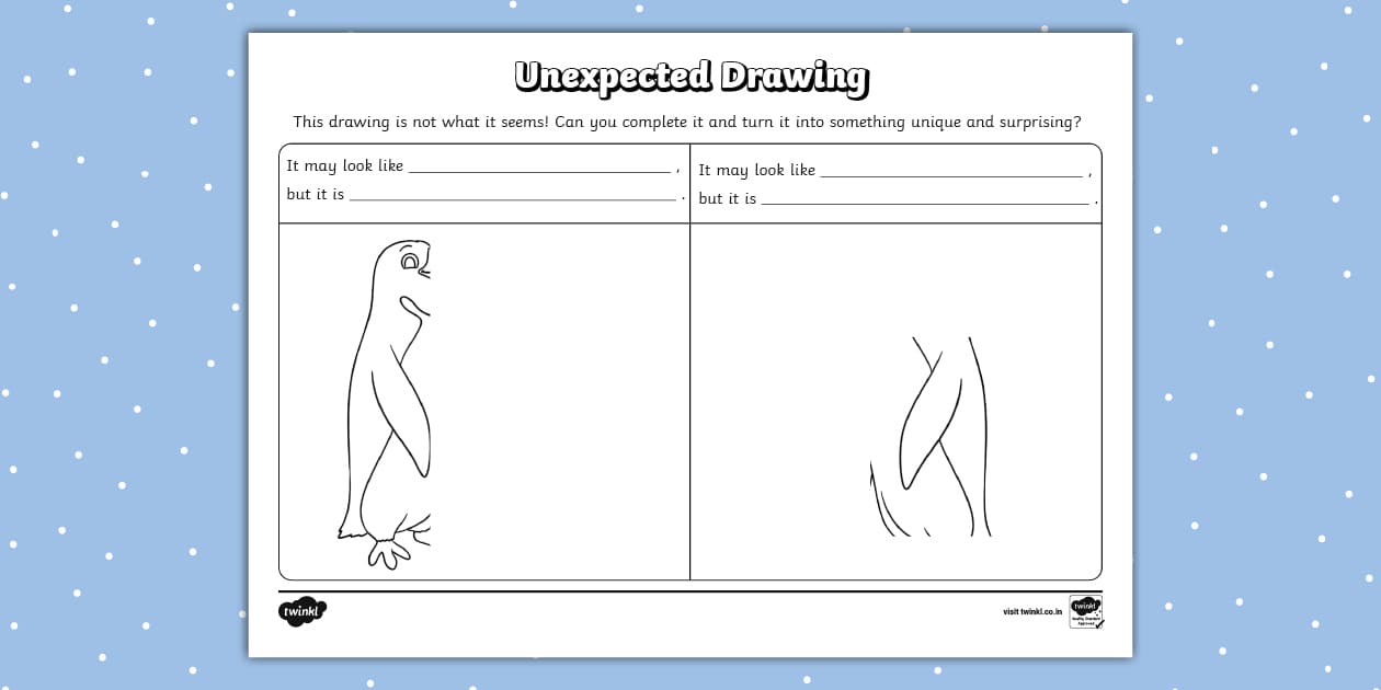 Penguin Unexpected Drawing Activity (teacher made) - Twinkl