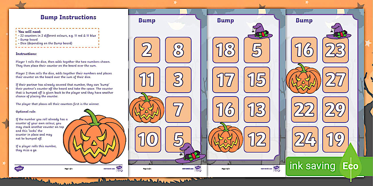 Halloween-Themed Bump Game (teacher made) - Twinkl