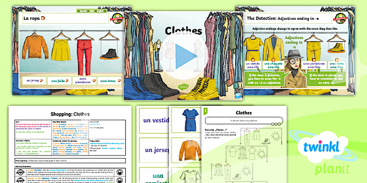 👉 PlanIt Year 4 Spanish Lesson: Clothes (professor feito)