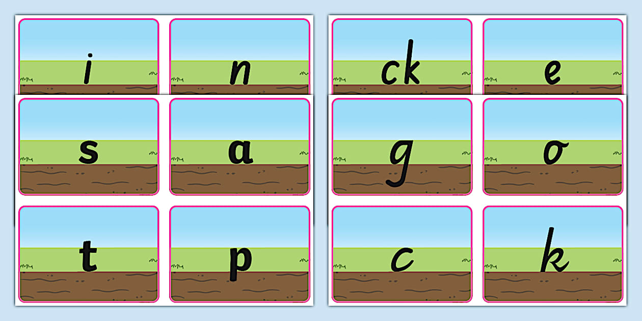 Ground Grass Sky Themed Phase 2 Flashcards (Australia)
