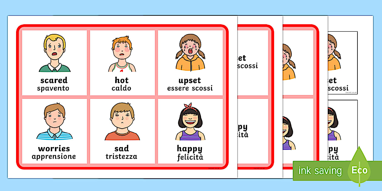 Feelings Bingo English/Italian - Feelings Bingo - Twinkl