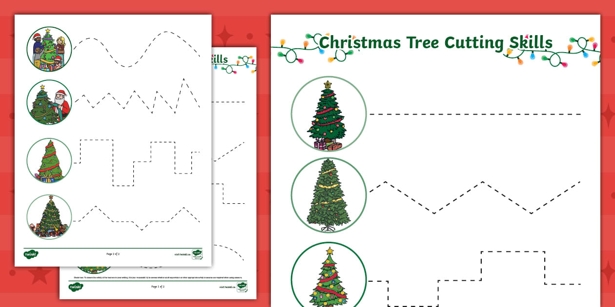 * NEW * Christmas Tree Cutting Skills Activity - Twinkl
