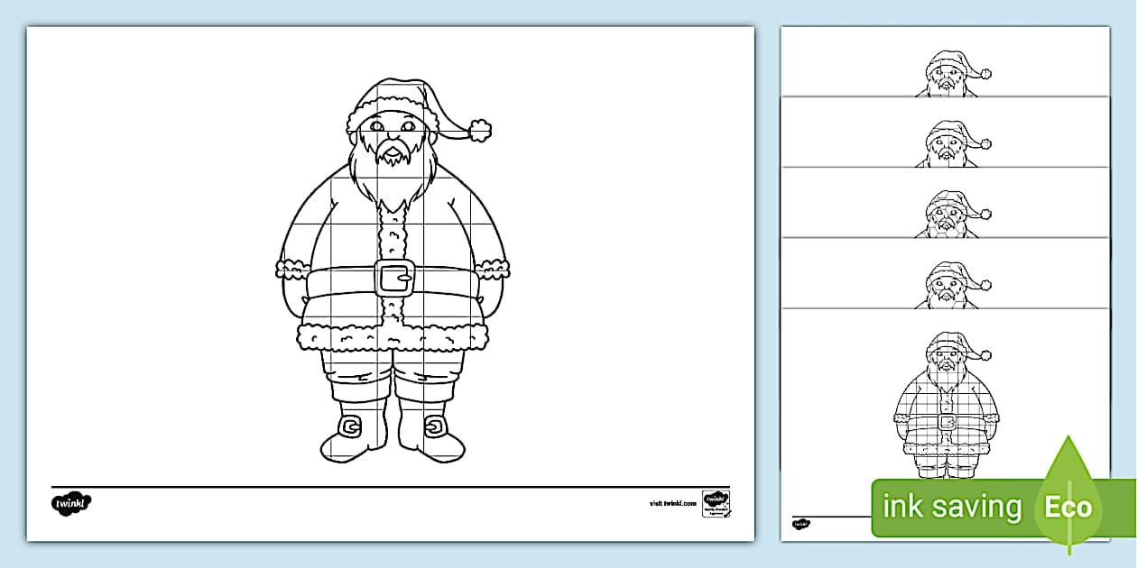 Santa Mosaic Colouring Pages (Teacher-Made) - Twinkl