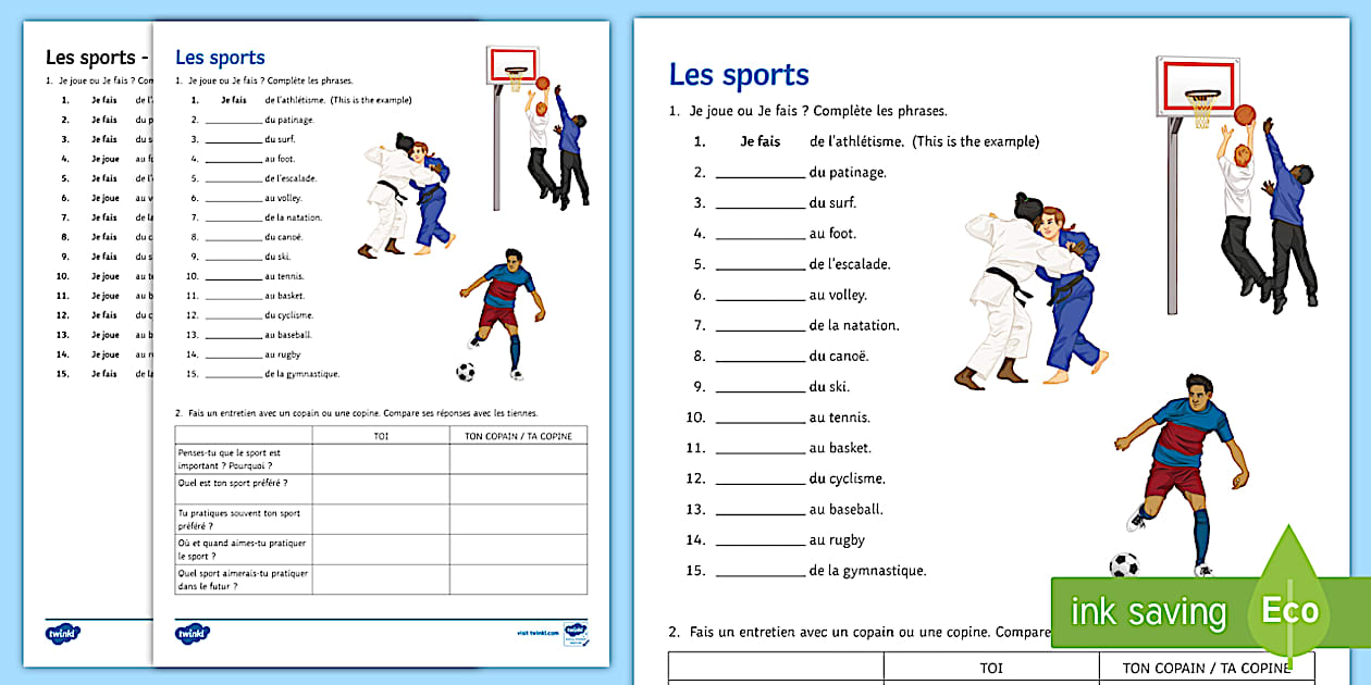 Activité de sports en français | Ressource Twinkl - Twinkl