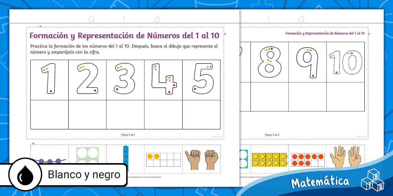 Guía Trabajo | Números 1 a 10 | Matemática | 1° | 2° | Chile
