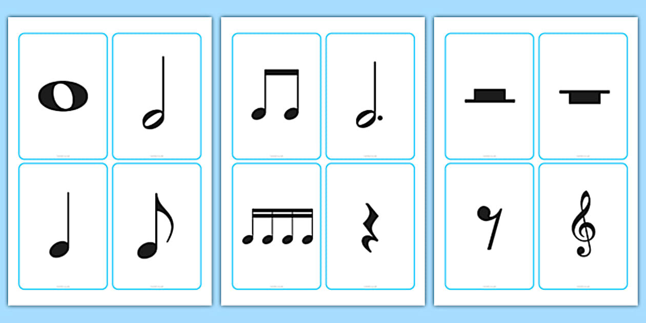 Blank Pictures of Musical Notes - Printable Flashcards