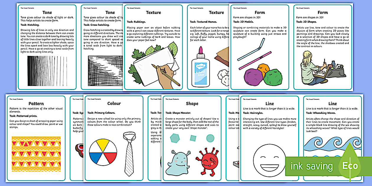 Black and White CfE First Level The Visual Elements Activity Stations