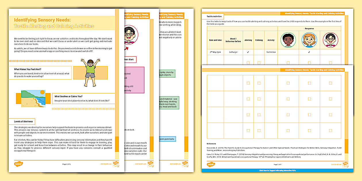 Identifying Sensory Needs: Tactile Alerting and Calming Activities