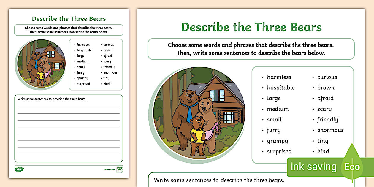 Describe The Three Bears Writing Activity (Teacher-Made)