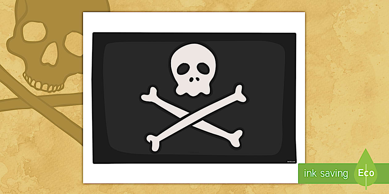 Pirates Jolly Roger Flag Display Poster - Twinkl