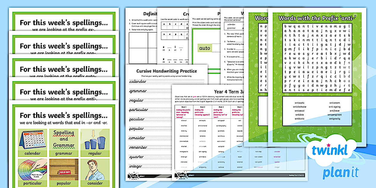PlanIt Year 4 Term 3A Bumper Spelling Pack - Spellings Year 4