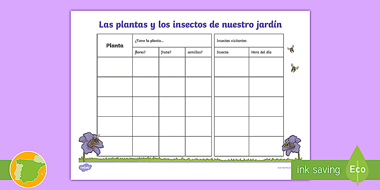 Ficha de actividad: Las plantas y los insectos de nuestro jardín