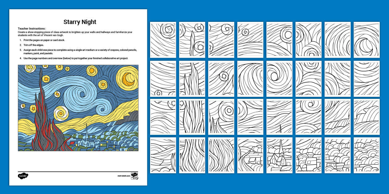 Starry Night Collaborative Art | Art Resource | Twinkl USA