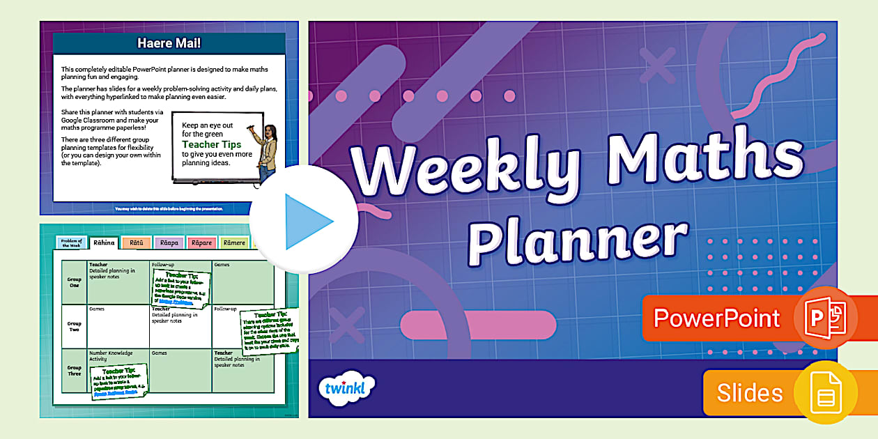 Google Slides Weekly Maths Planning Template - Twinkl
