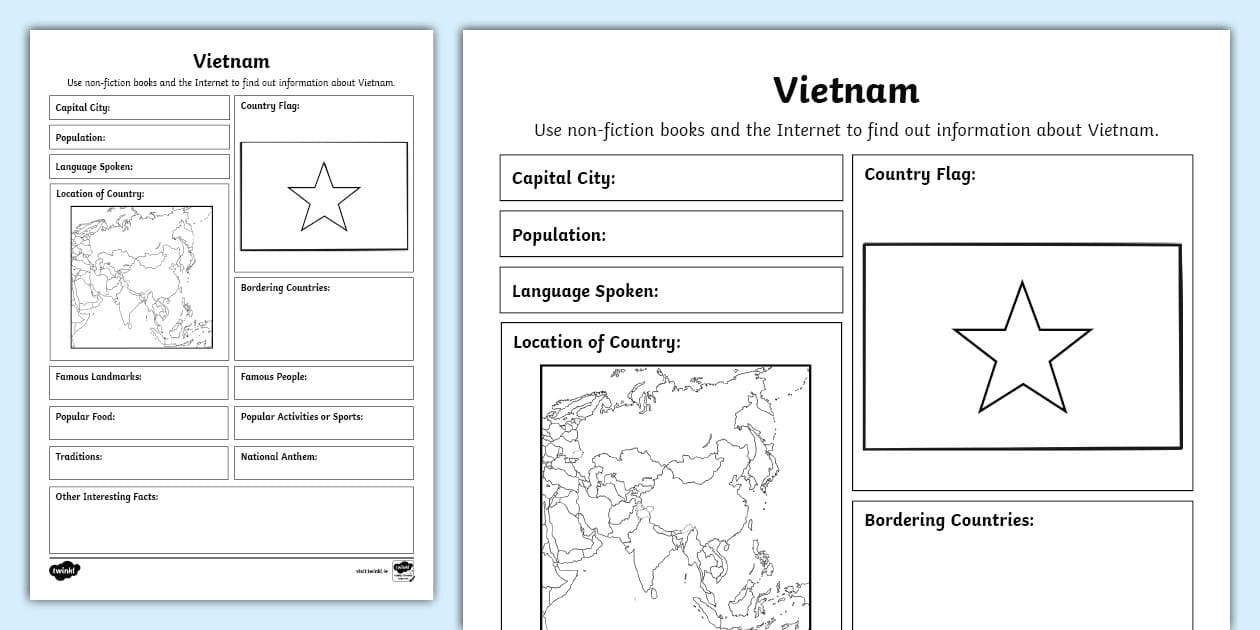 Vietnam Fact File Worksheet (teacher made) - Twinkl
