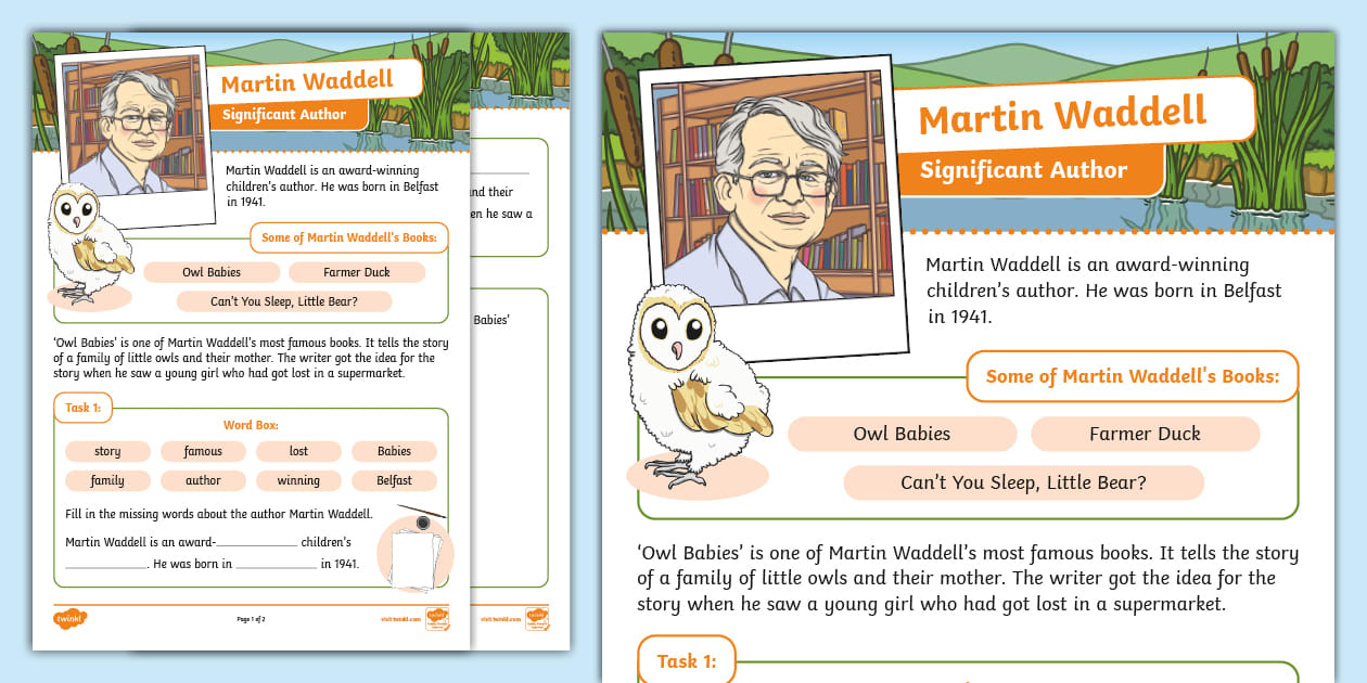 Martin Waddell Significant Authors Activity Sheets - Twinkl